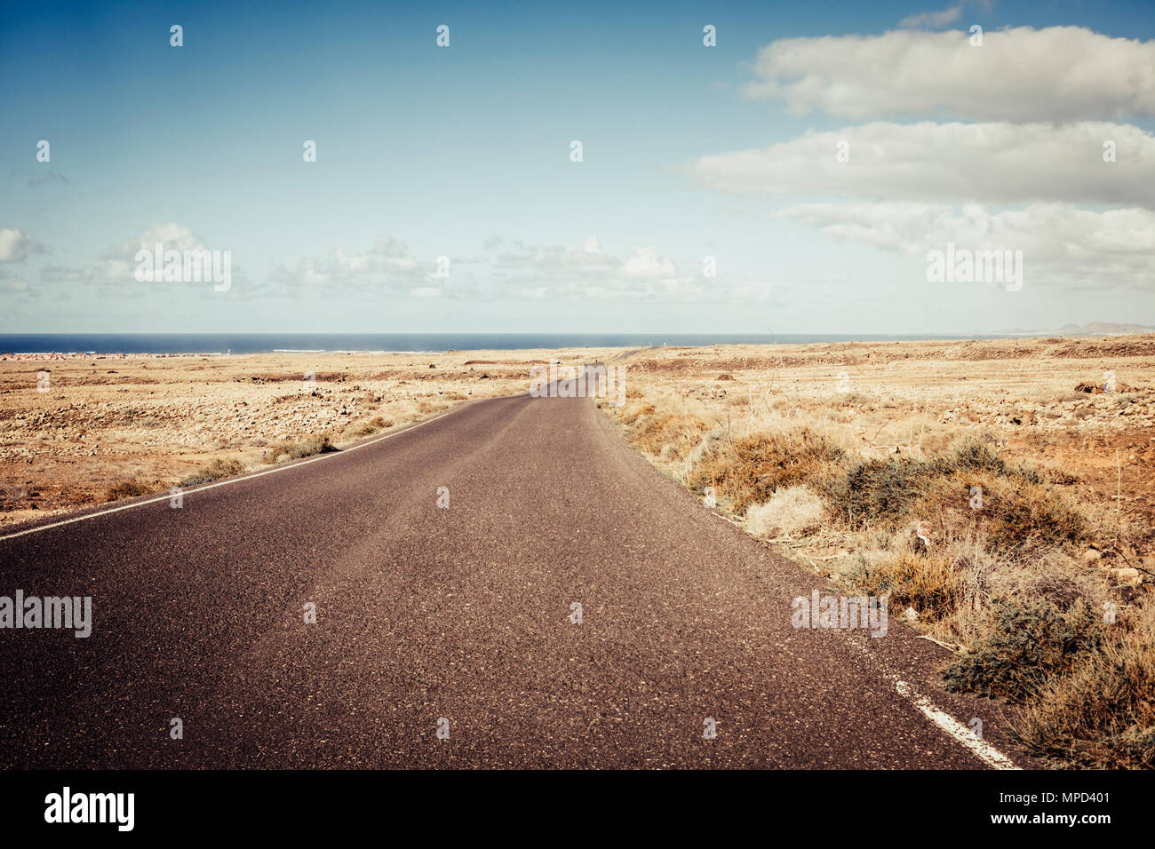 long straight little road, arizona style and travel driving concept ...