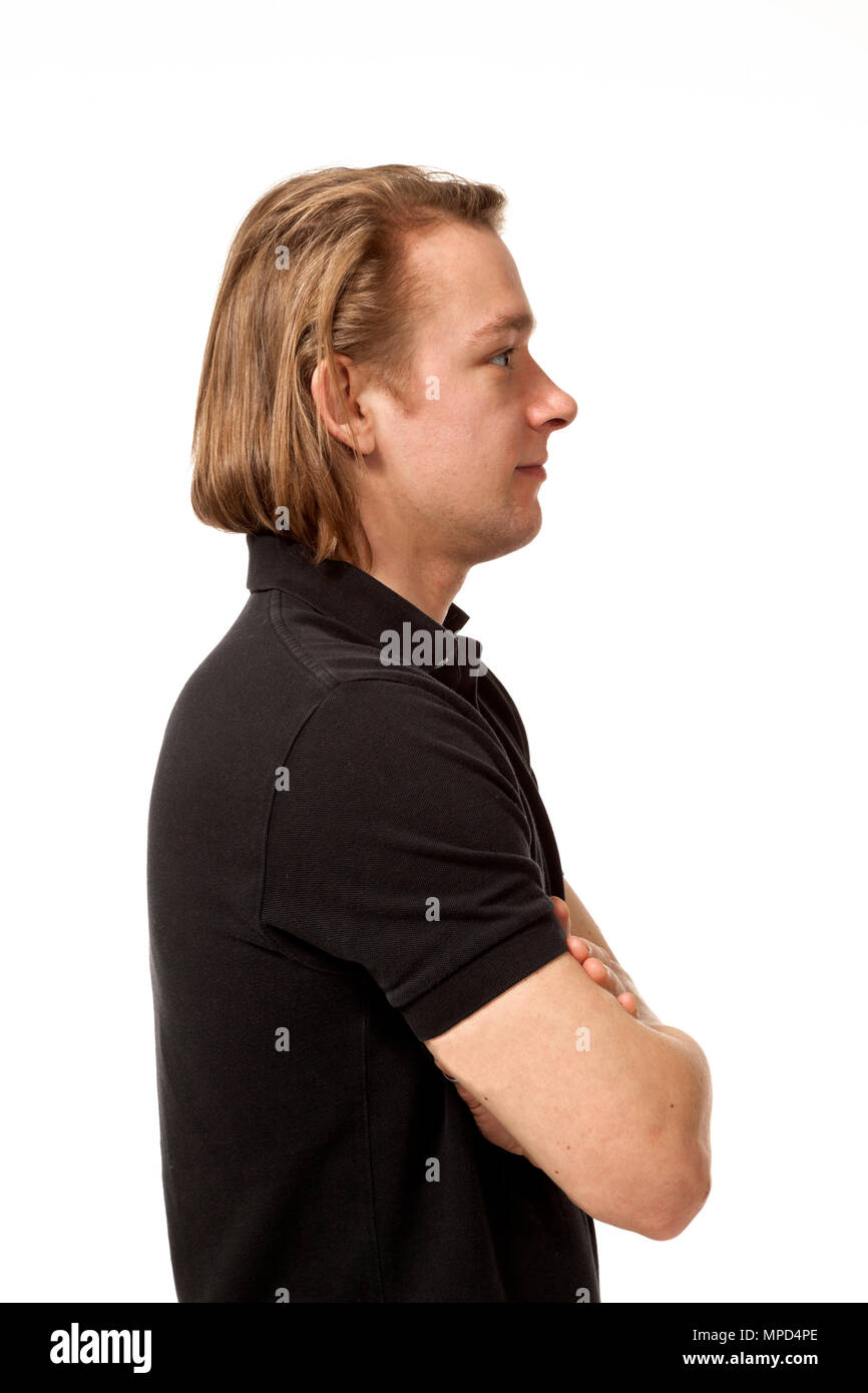 portrait of man, side view, isolated on white background Stock Photo ...