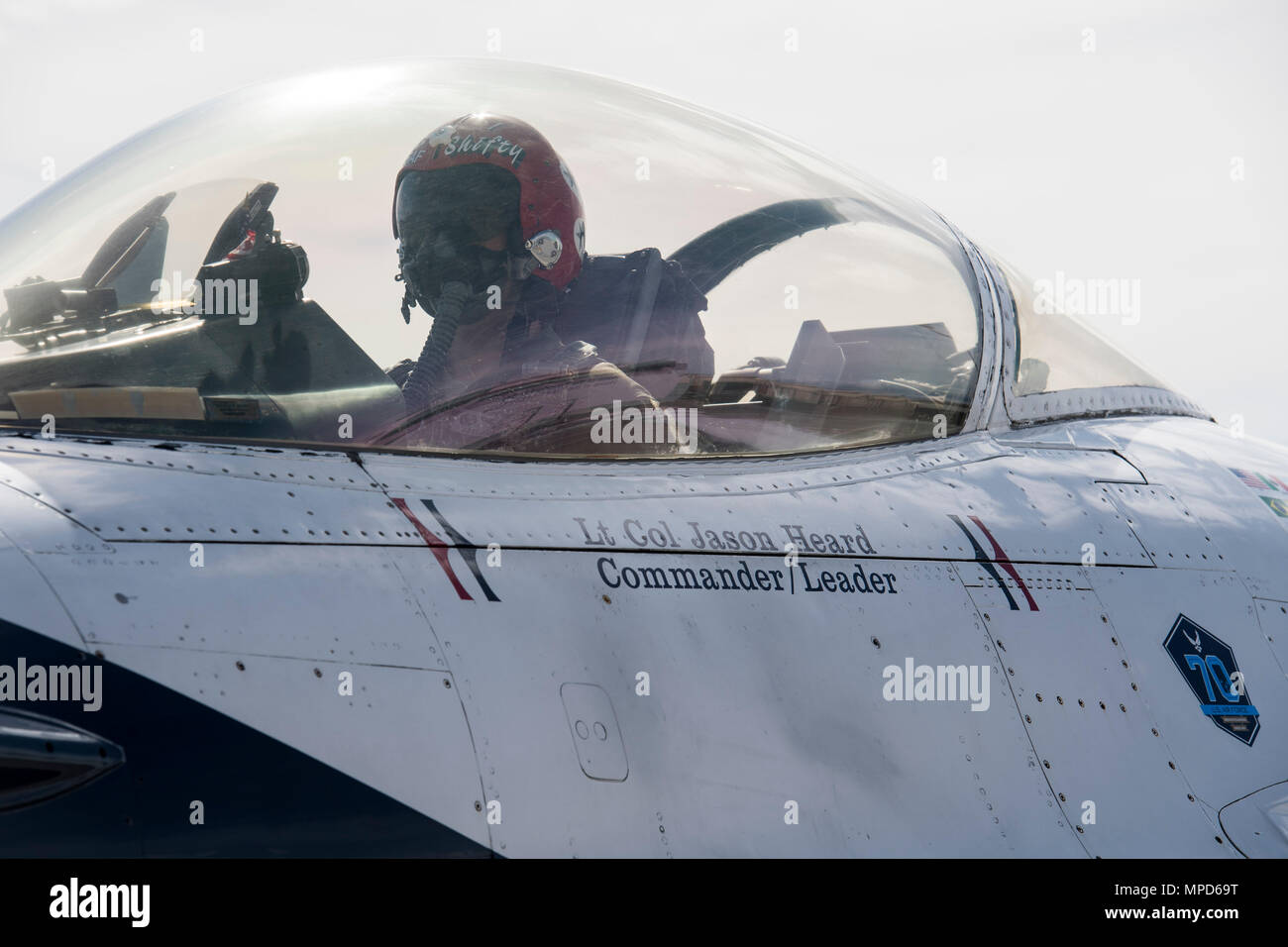 Lt. Colonel Jason Heard, Thunderbirds Commander/Leader, performs ...