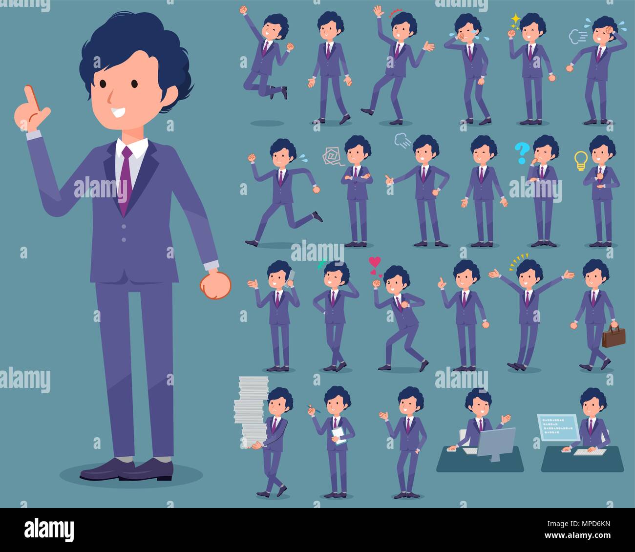 flat type blue suit perm hair men 1 Stock Vector Image & Art - Alamy