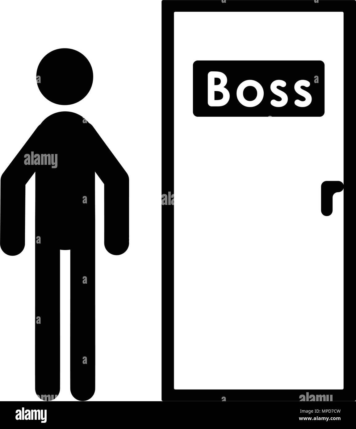 The man at the boss door, isolated on white background Stock Vector ...