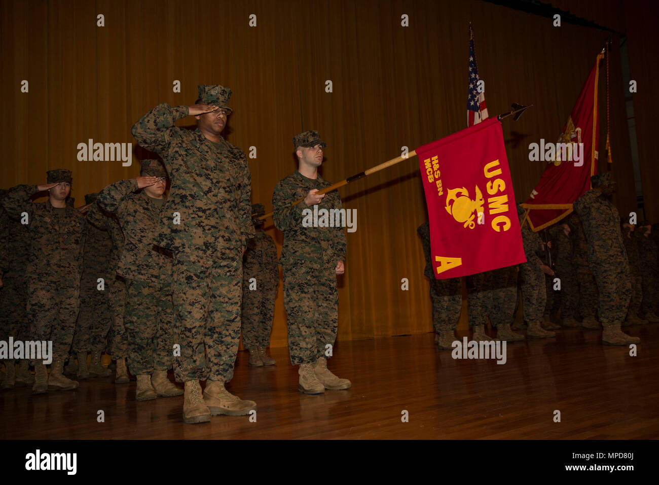 U.S. Marines with Headquarters and Service Battalion, Marine Corps Base ...