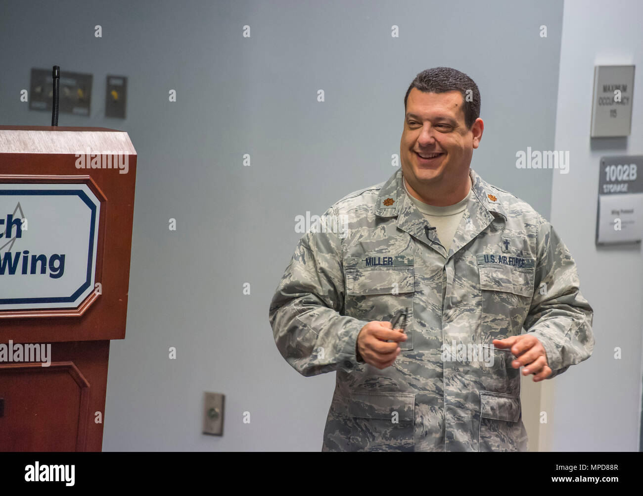 A U.S. Air National Guard chaplain leads a Protestant worship service ...