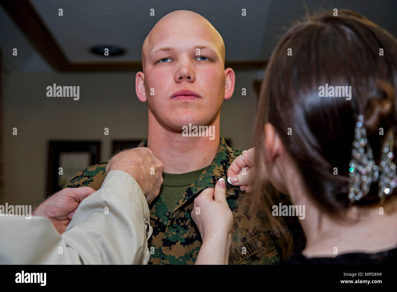 U S Marine Corps Lance Cpl Caulan A Brooks Stands At The Position Of