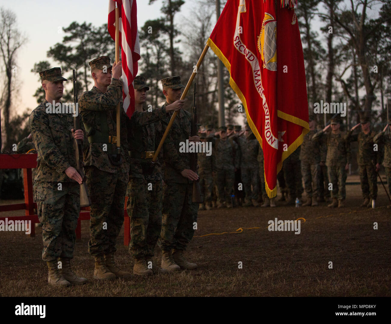 U.S. Marines with the 2nd Marine Division (2d MARDIV) color guard ...