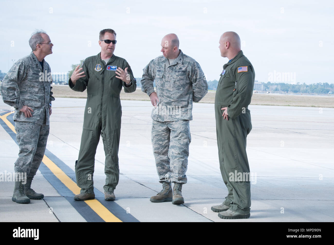 Lt. Col. Sean Cross, 53rd Weather Reconnaissance Squadron pilot, speaks ...