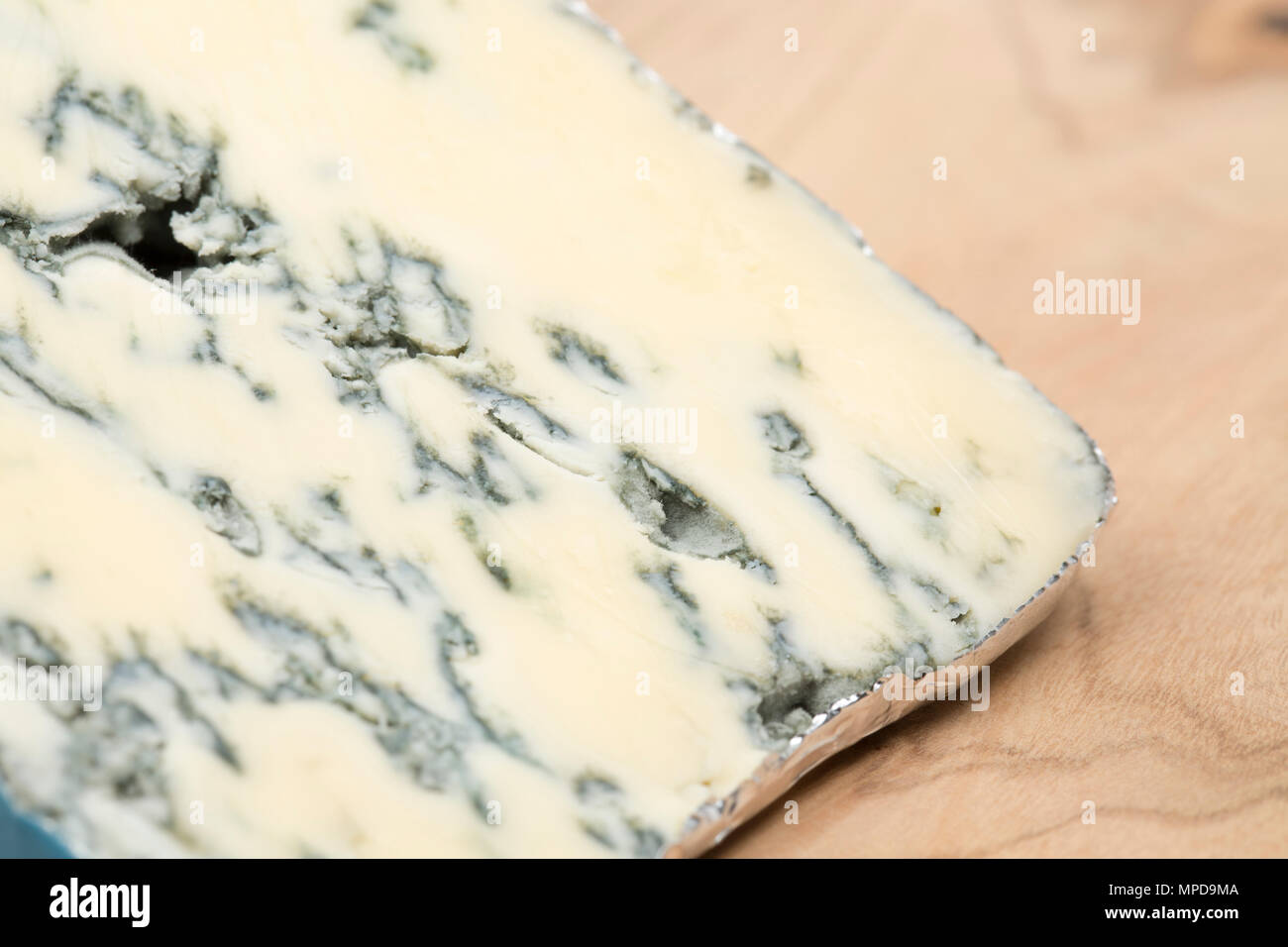 A wedge of Shepherds Purse Yorkshire Blue cheese made from cow’s milk ...