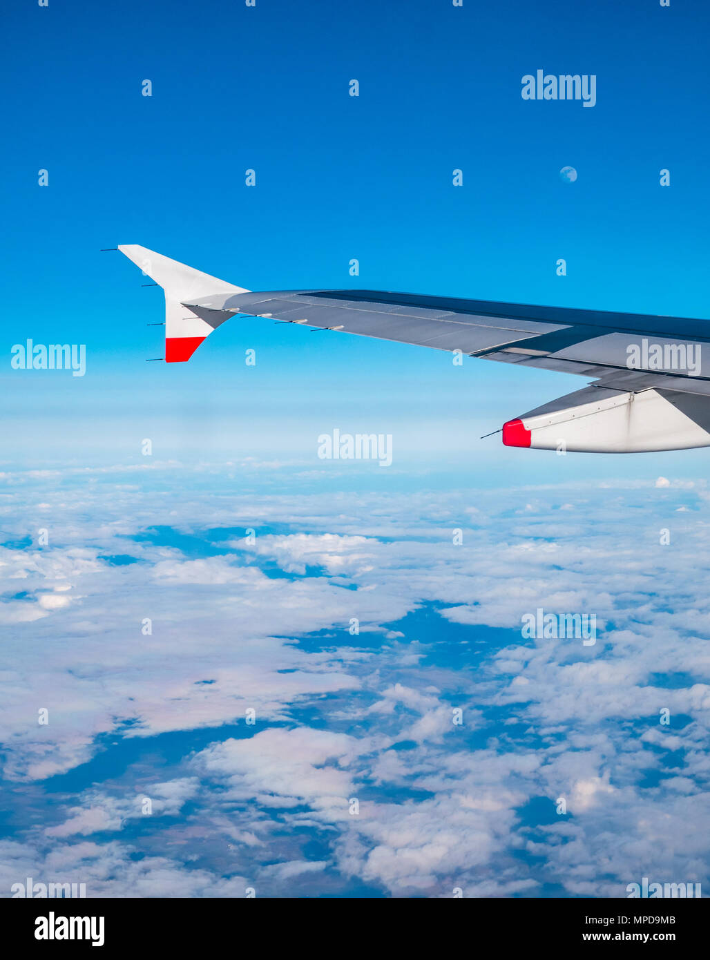 British Airways Airbus 319 plane wing seen from plane window during ...