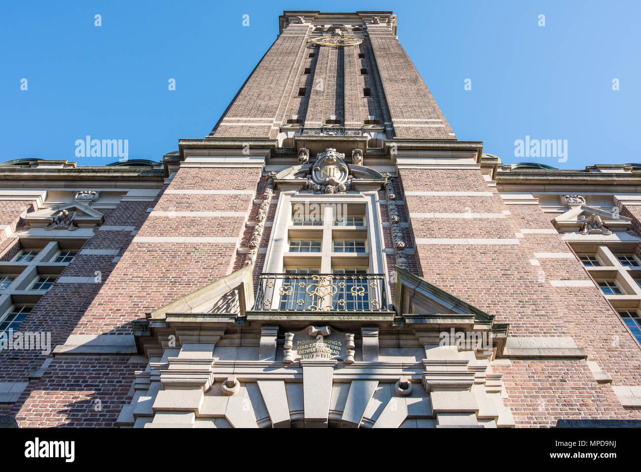 The tower of City Hall in Norrköping, Sweden. The 68 meter tall ...