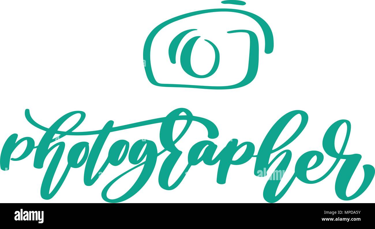 camera photographer logo icon vector template calligraphic inscription ...