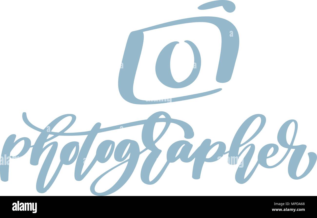 camera photographer logo icon vector template calligraphic inscription ...