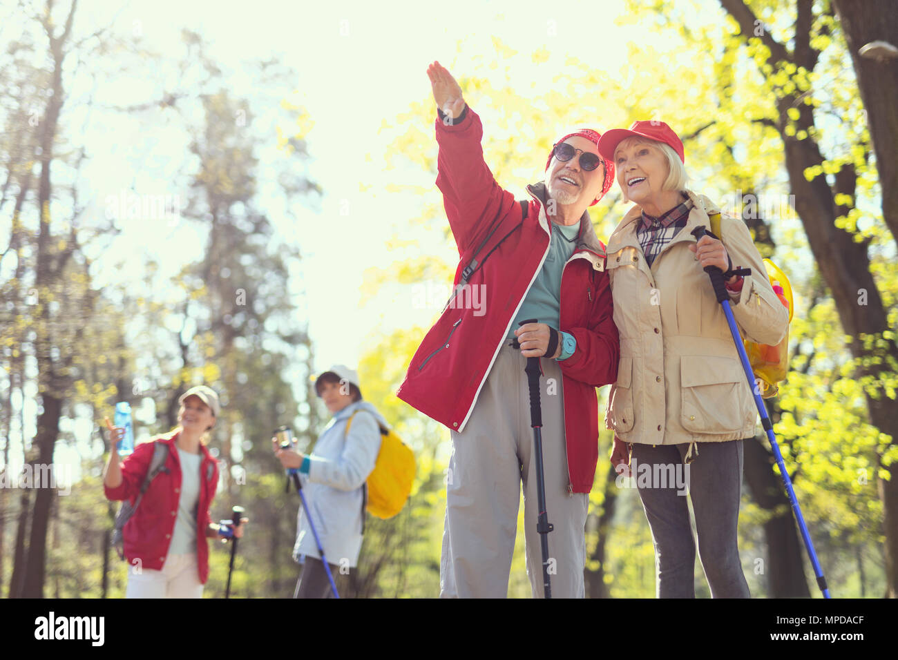 Pleased man pointing at a bird Stock Photo - Alamy