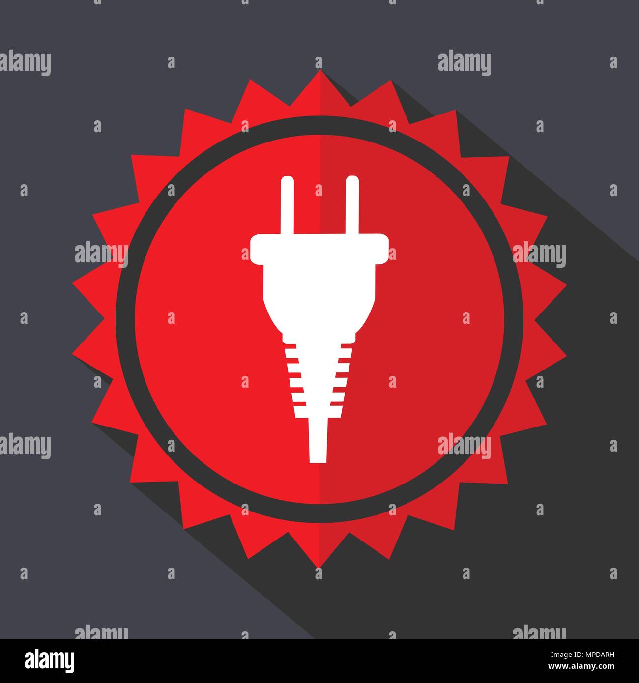 Plug red vector sticker flat design icon Stock Vector Image & Art - Alamy