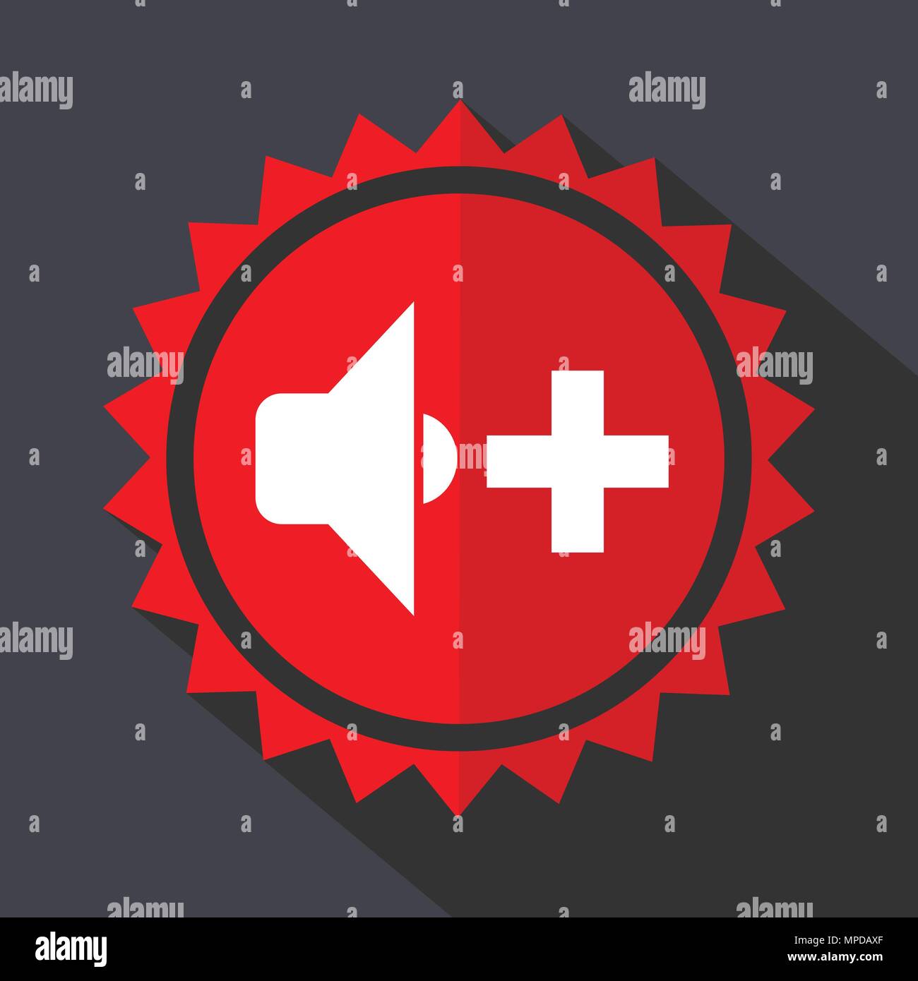 Speaker volume red vector sticker flat design icon Stock Vector Image ...