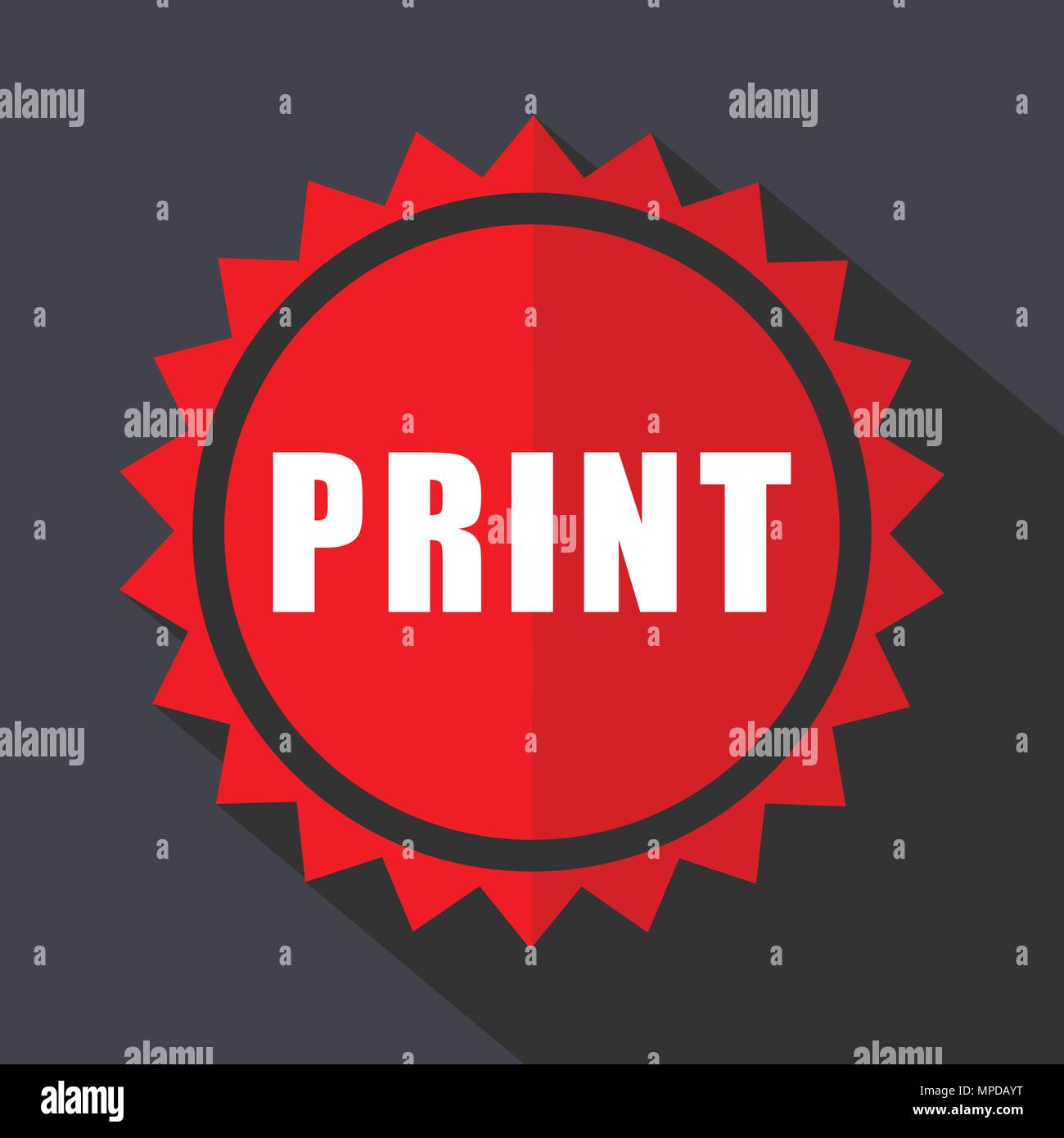 Print red vector sticker flat design icon Stock Vector Image & Art - Alamy