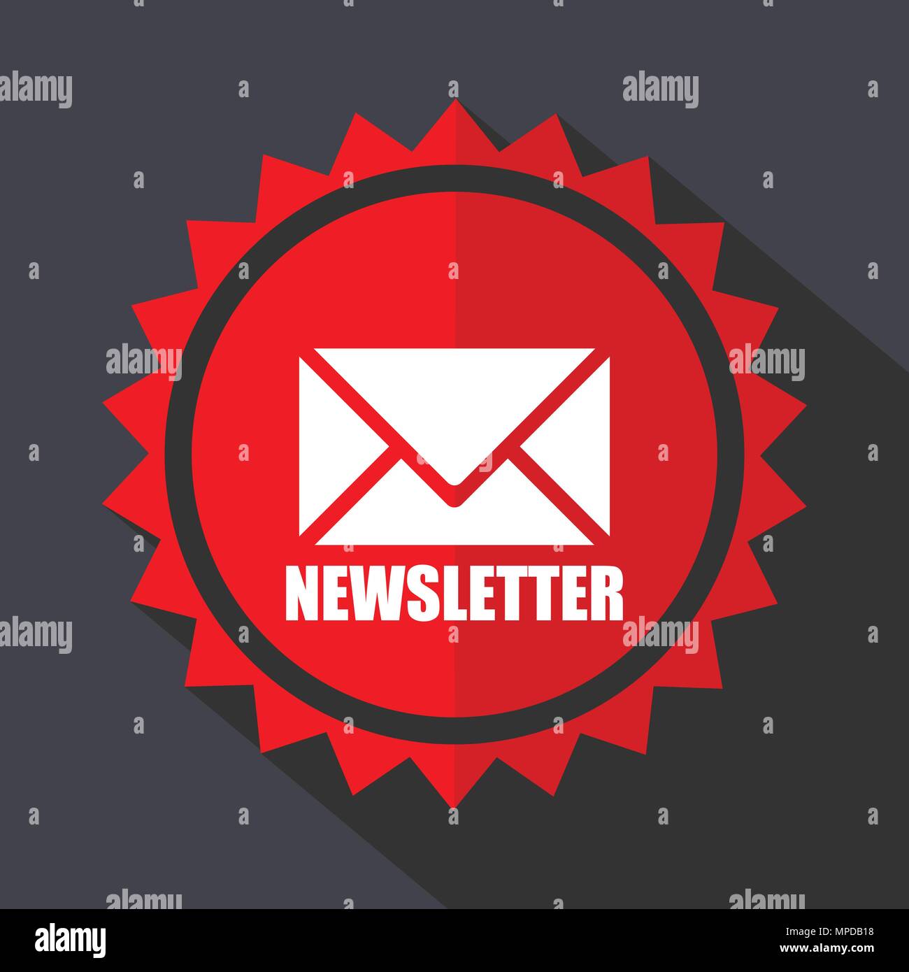 Newsletter red vector sticker flat design icon Stock Vector Image & Art ...