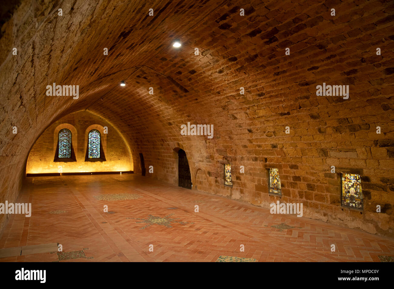 Lay Brothers Dormitory and stained glass windows at Fontfroide Abbey ...