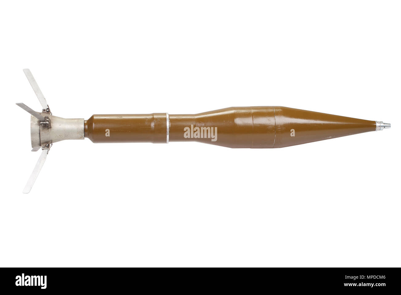 anti-tank rocket propelled grenade with HEAT warhead isolated on white ...