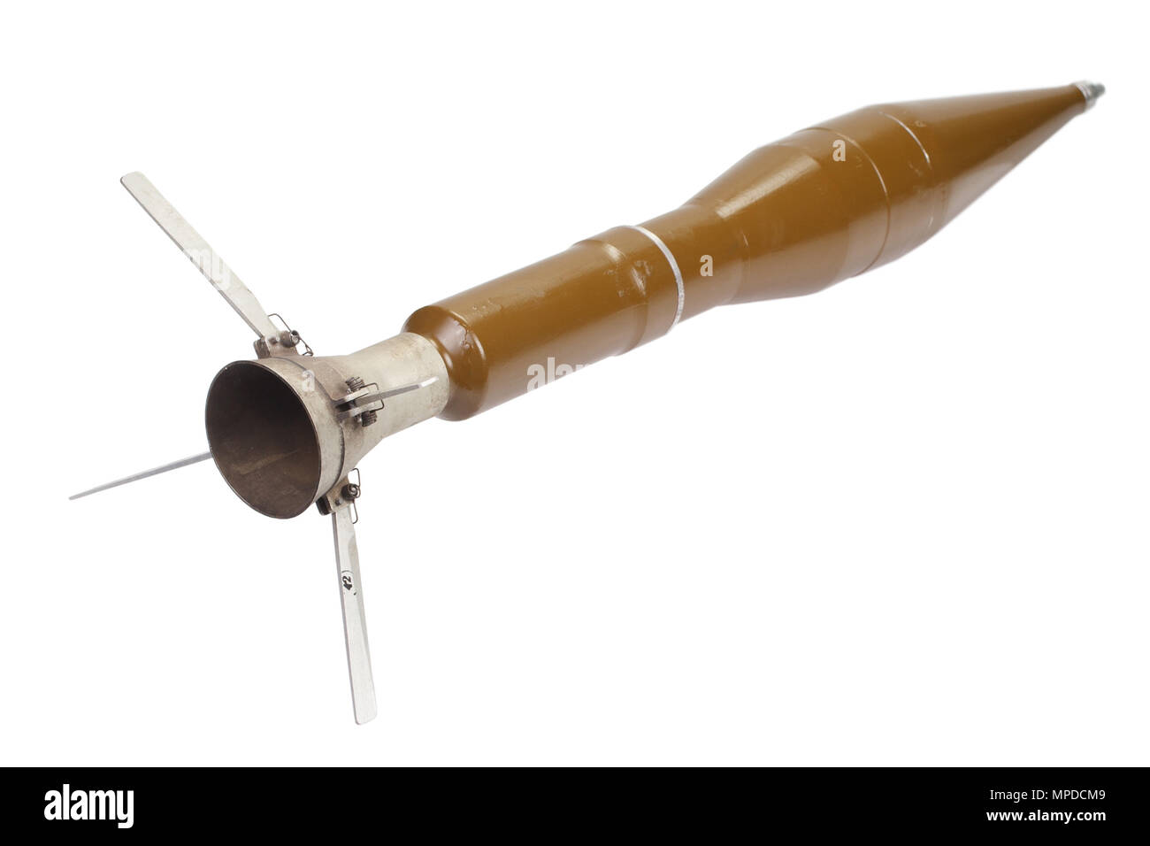 anti-tank rocket propelled grenade with HEAT warhead isolated on white ...