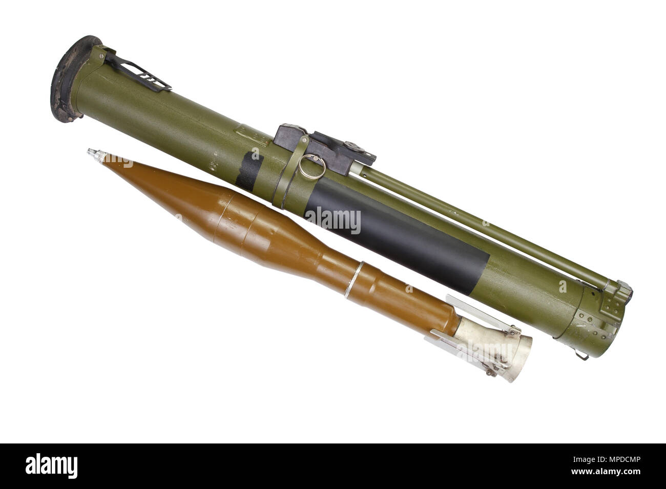 anti-tank rocket propelled grenade launcher with HEAT grenade isolated ...