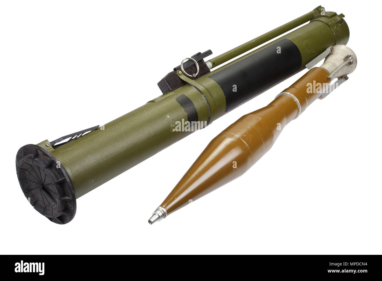 anti-tank rocket propelled grenade launcher with HEAT grenade isolated ...