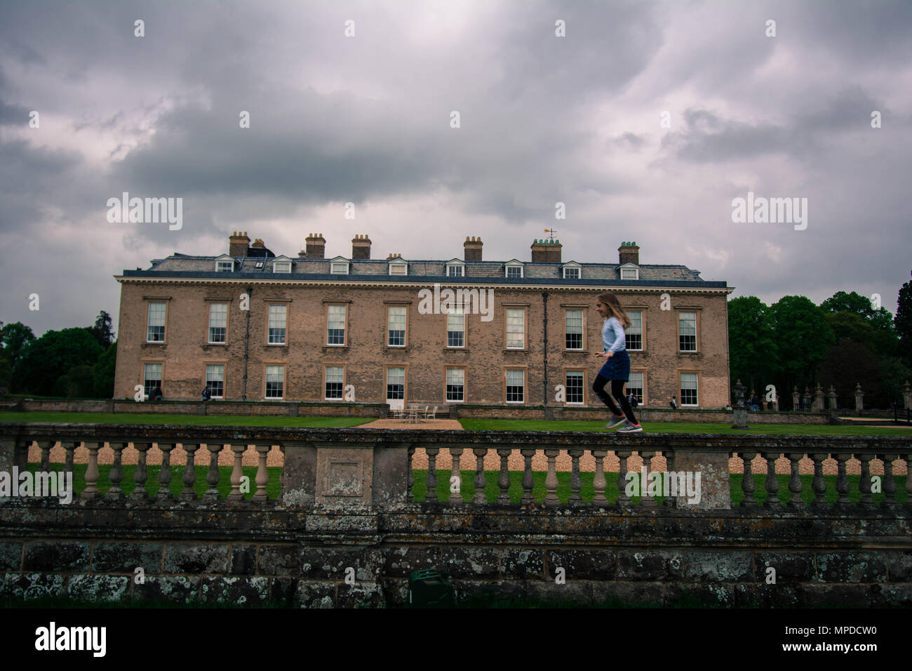 Althorp House girl walking Princess Diana Spencer wall of house home ...