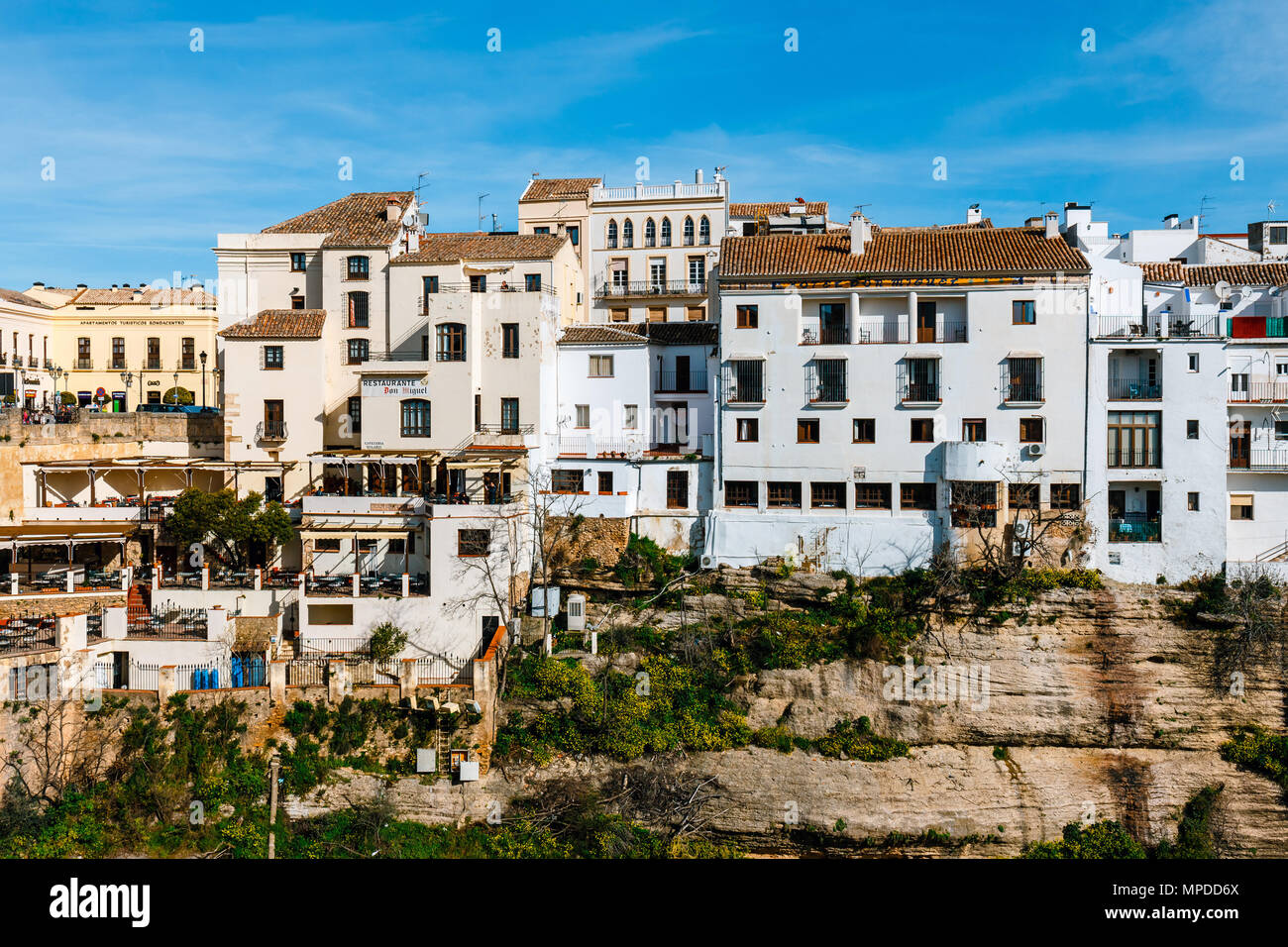 Ronda, Spain, April 05, 2018: El Tajo Gorge Canyon with new bridge and ...