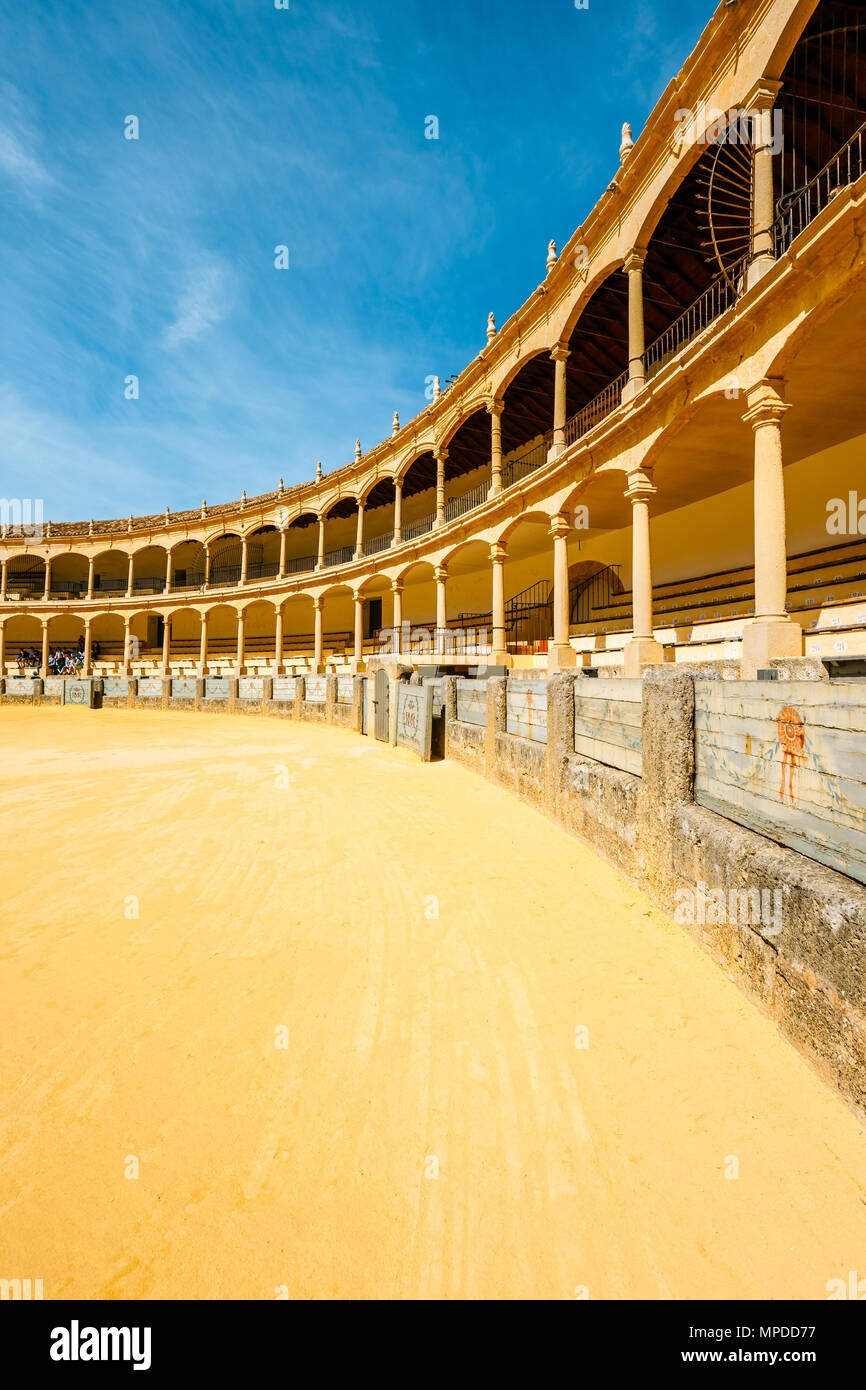Ronda, Spain, April 05, 2018: Bullring in Ronda is one of the oldest ...