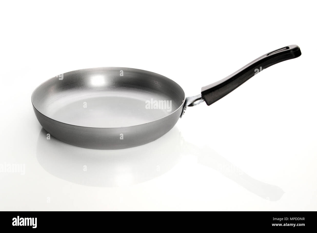 Silver empty frying pan isolated on white background Stock Photo - Alamy