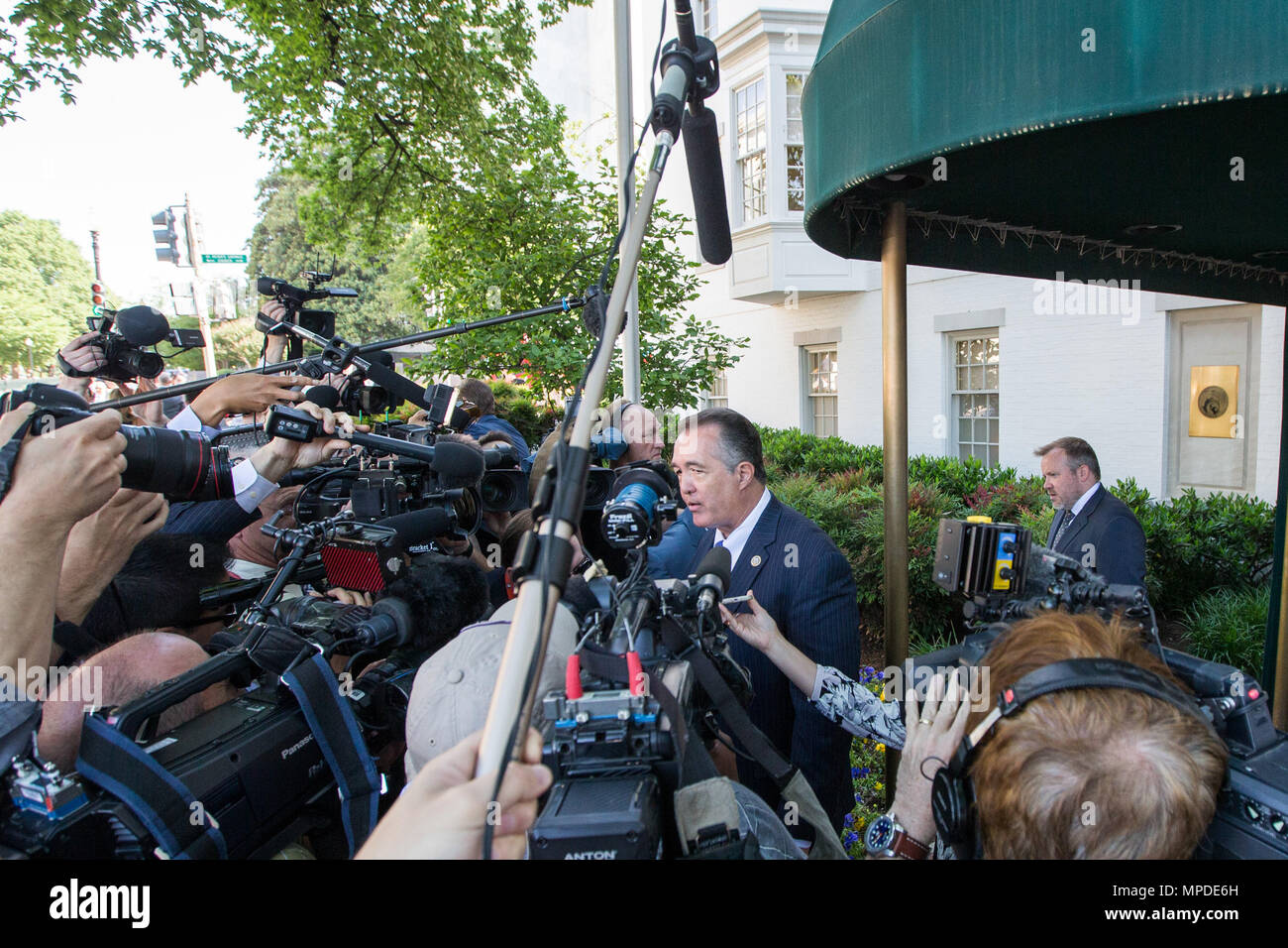 Rep Trent Franks (R-AZ) speaks with reporters outside RNC Headquarters ...