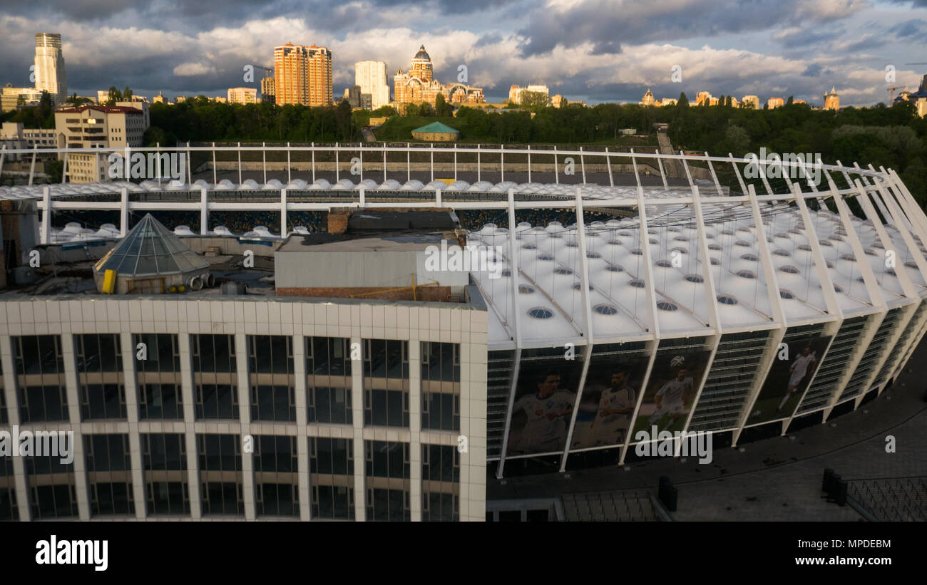 KIEV,UKRAINE-MAY 07: aerial view of the olympisky stadium who will host ...