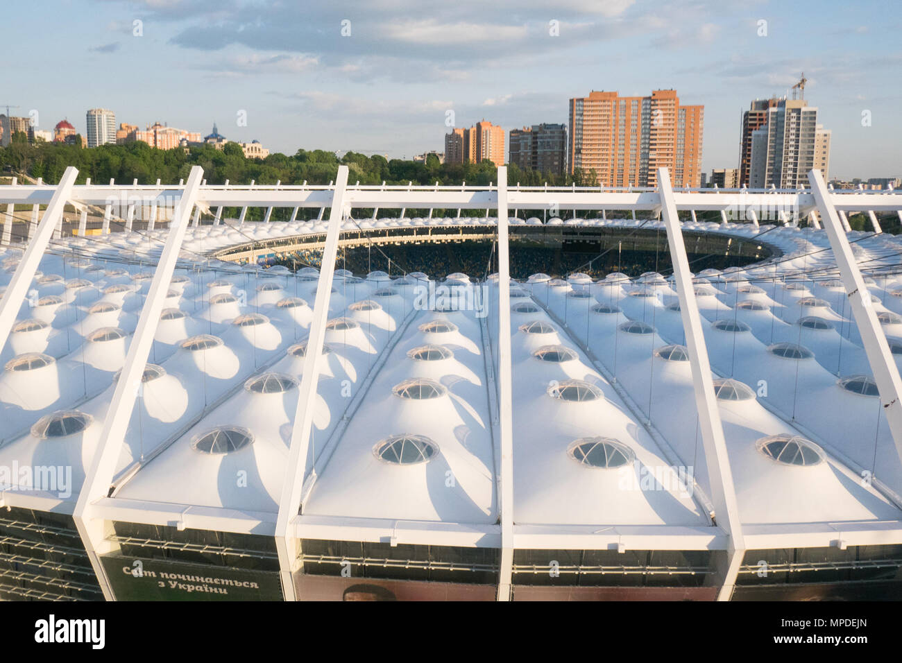 KIEV,UKRAINE-MAY 12: aerial view of the olympisky stadium who will host ...