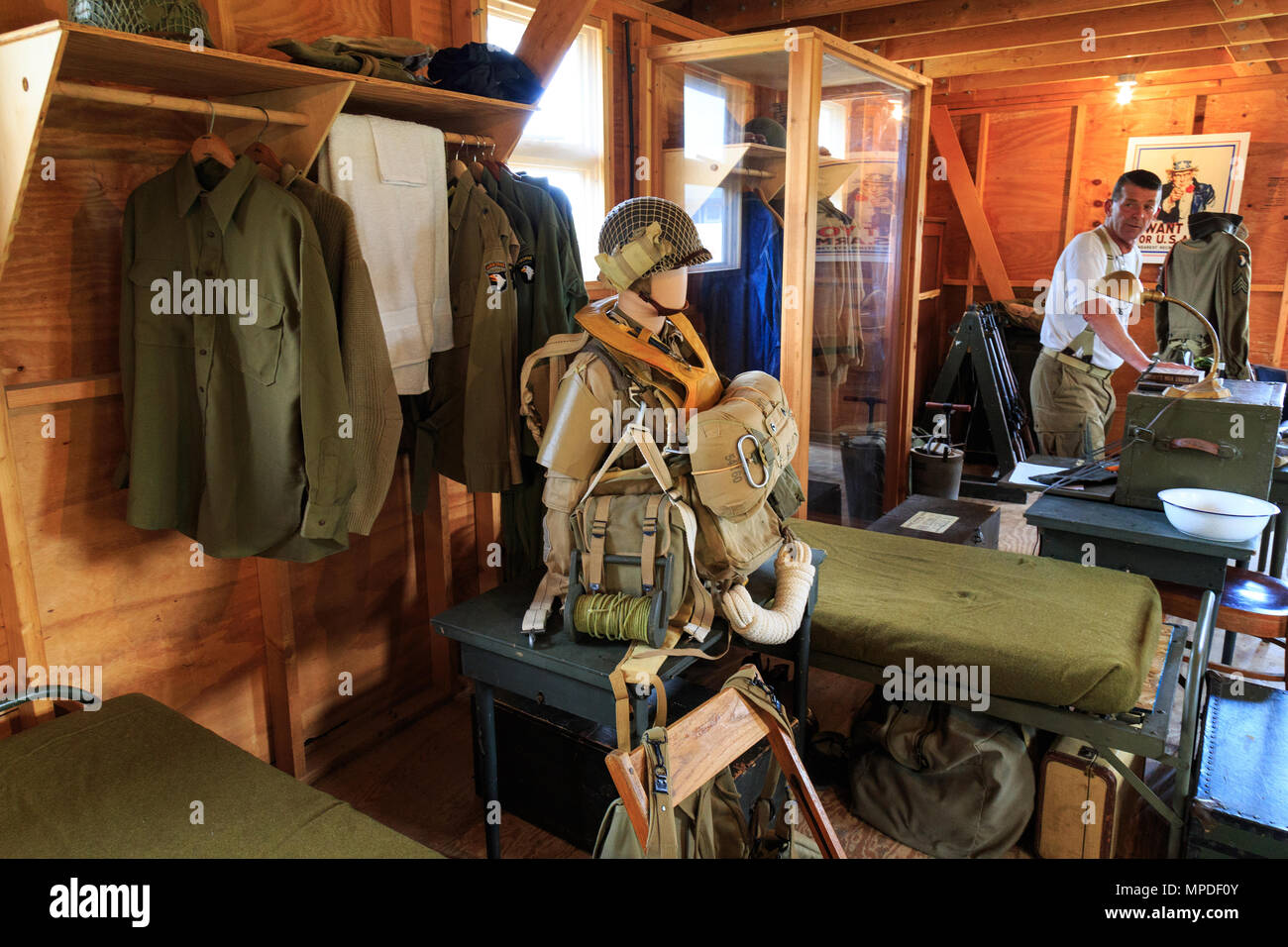 Carlisle, PA, USA - May 20, 2018: WWII Army barracks were recreated and ...