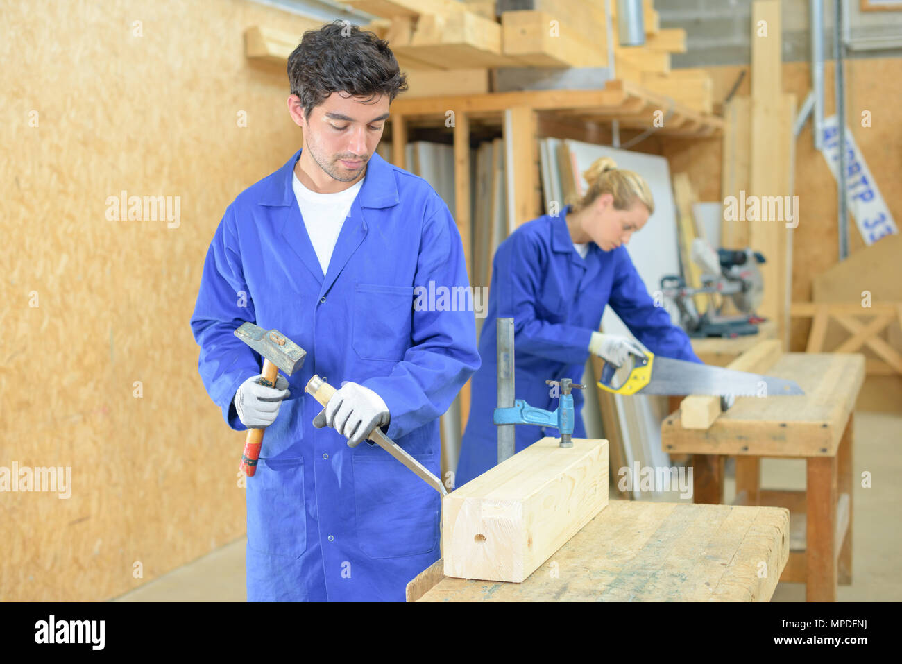 People in woodworking workshop Stock Photo - Alamy