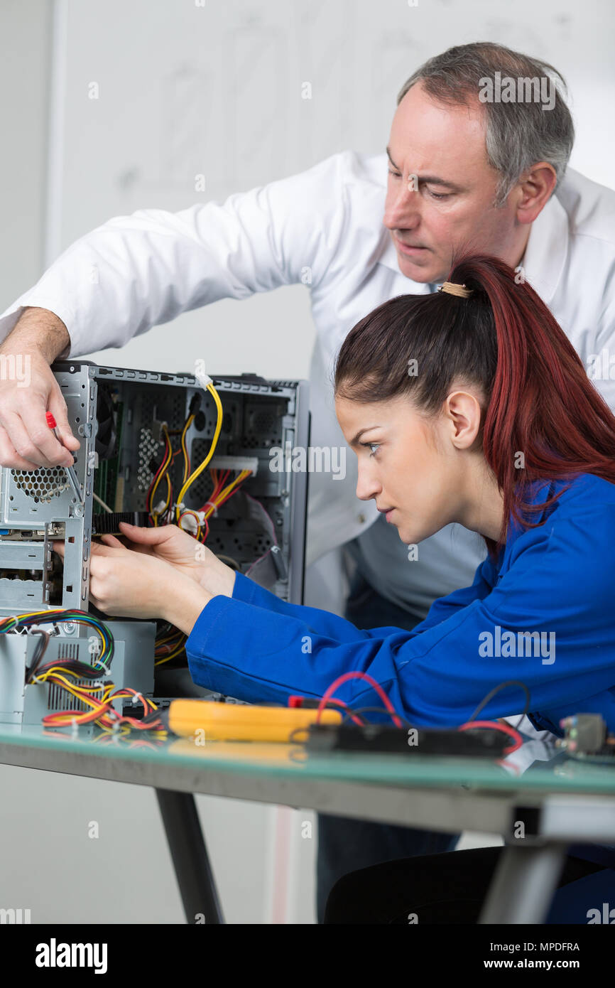 Female technician working electronic laboratory hi-res stock ...