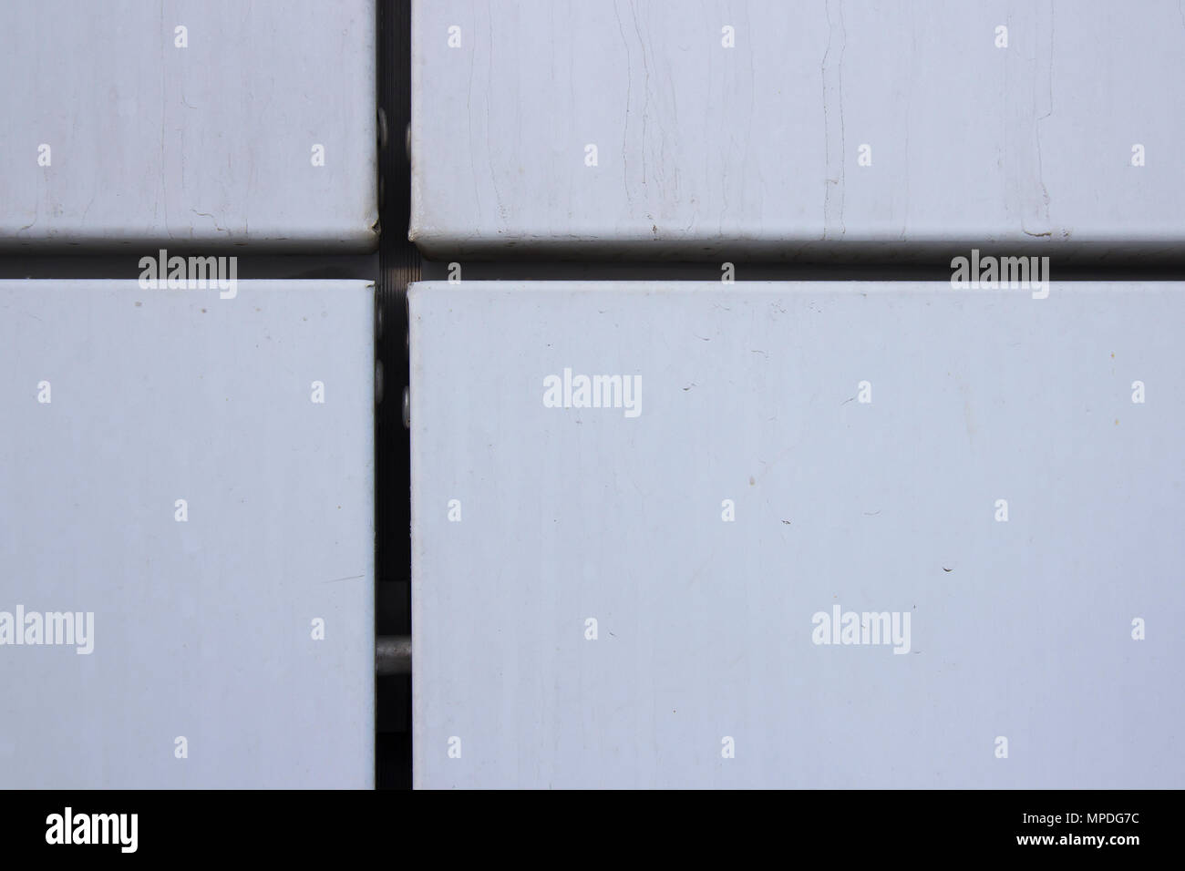 Close up view of riveted aluminum sandwich panel exterior wall coverage ...