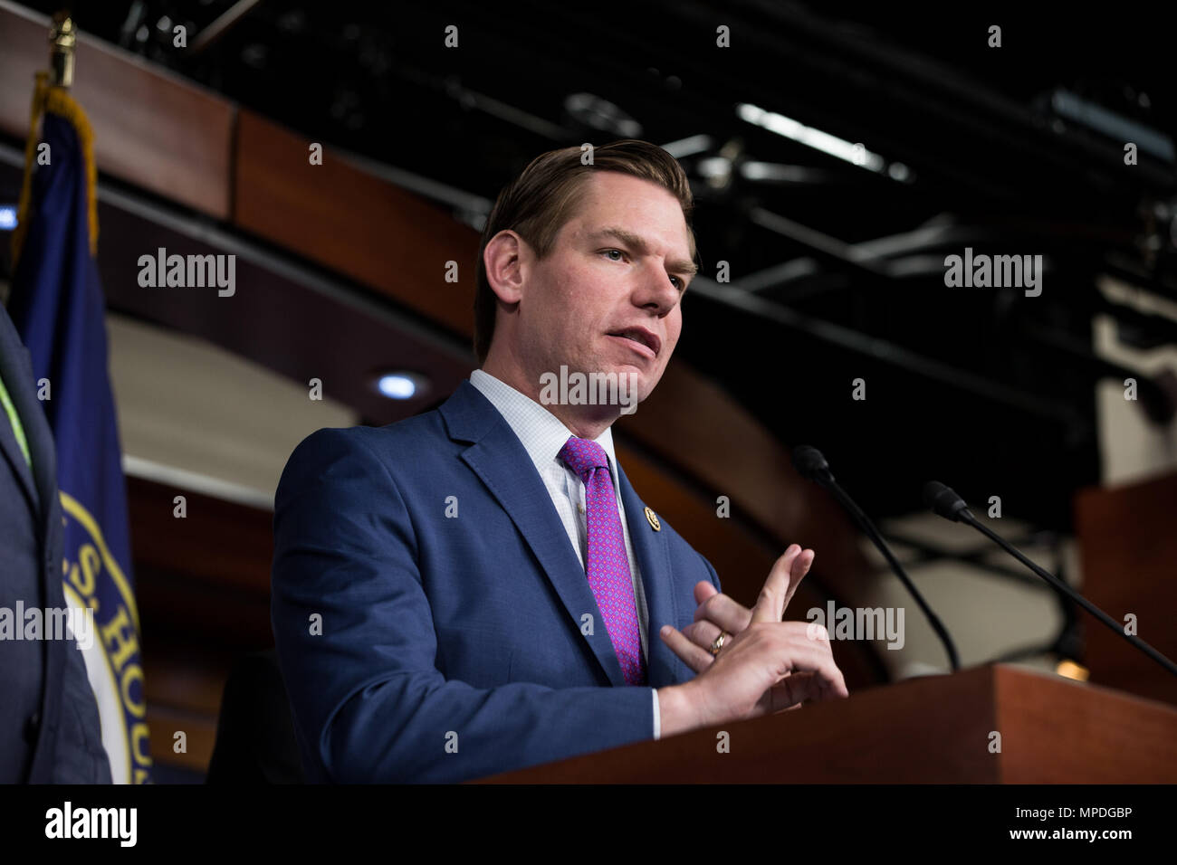 Rep. Eric Swalwell (D-CA) speaks at a press conference to introduce ...