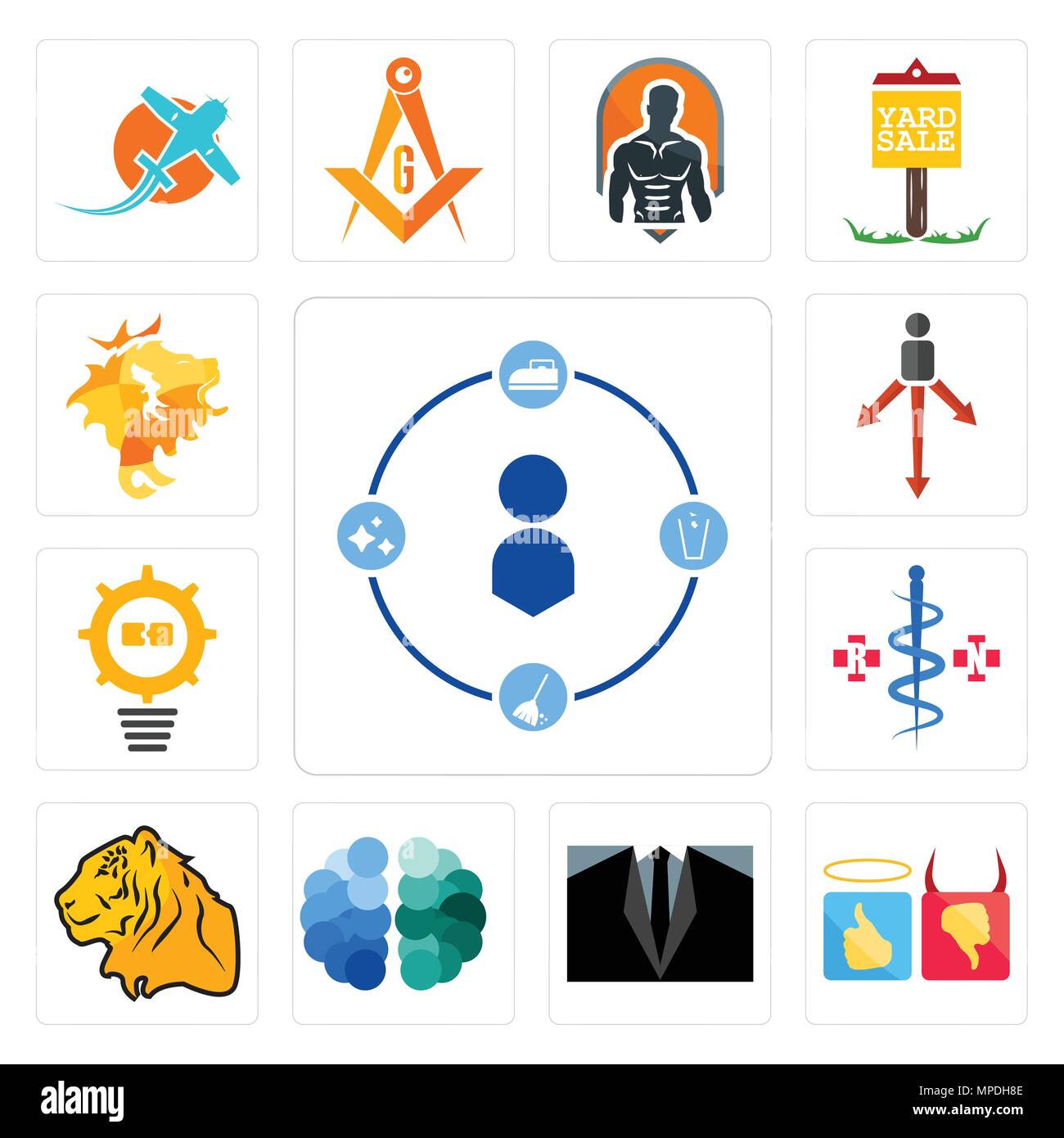 Set Of 13 simple editable icons such as tidy, good bad, dress code ...