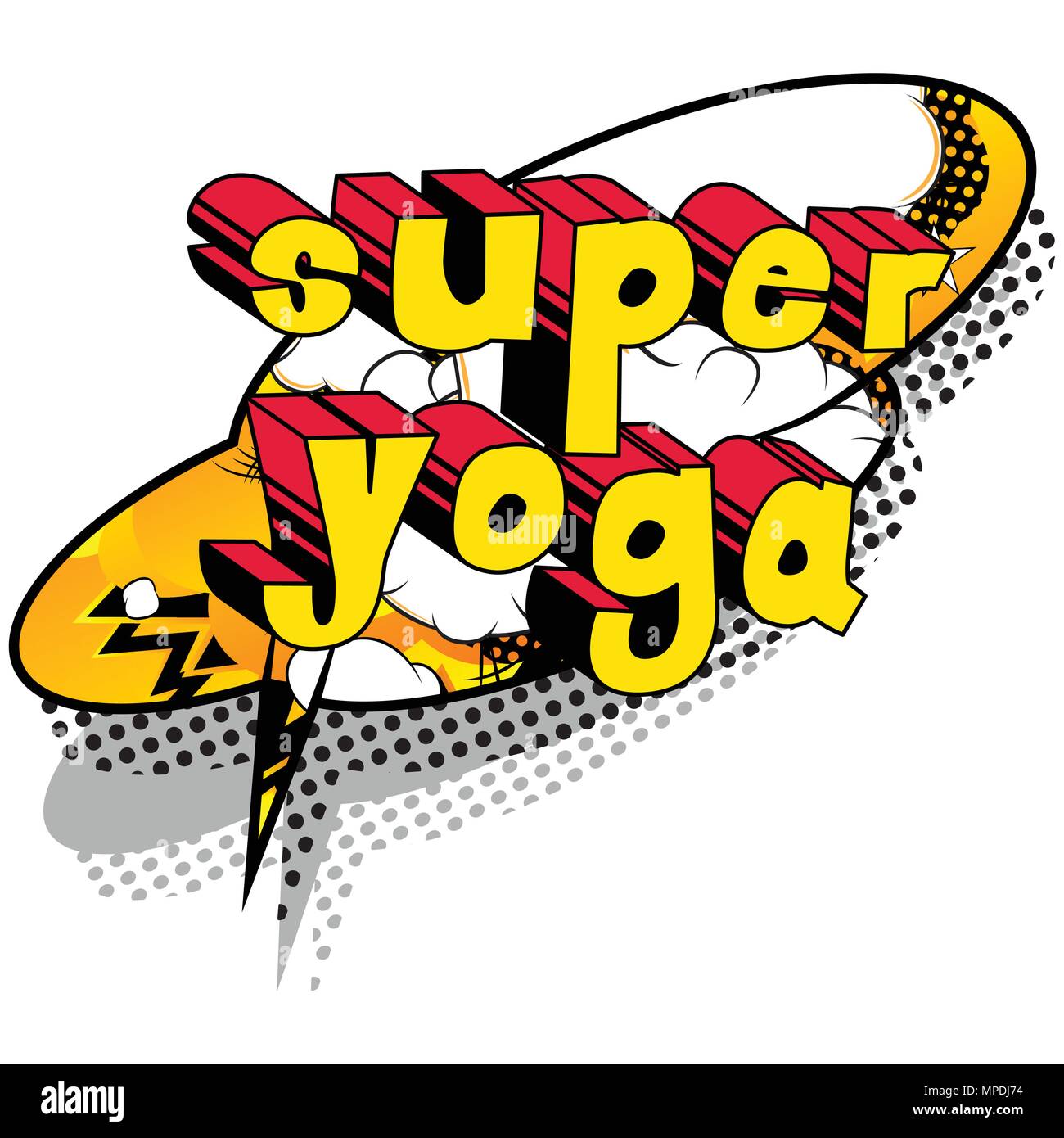 Super Yoga - Comic book style phrase on abstract background Stock ...