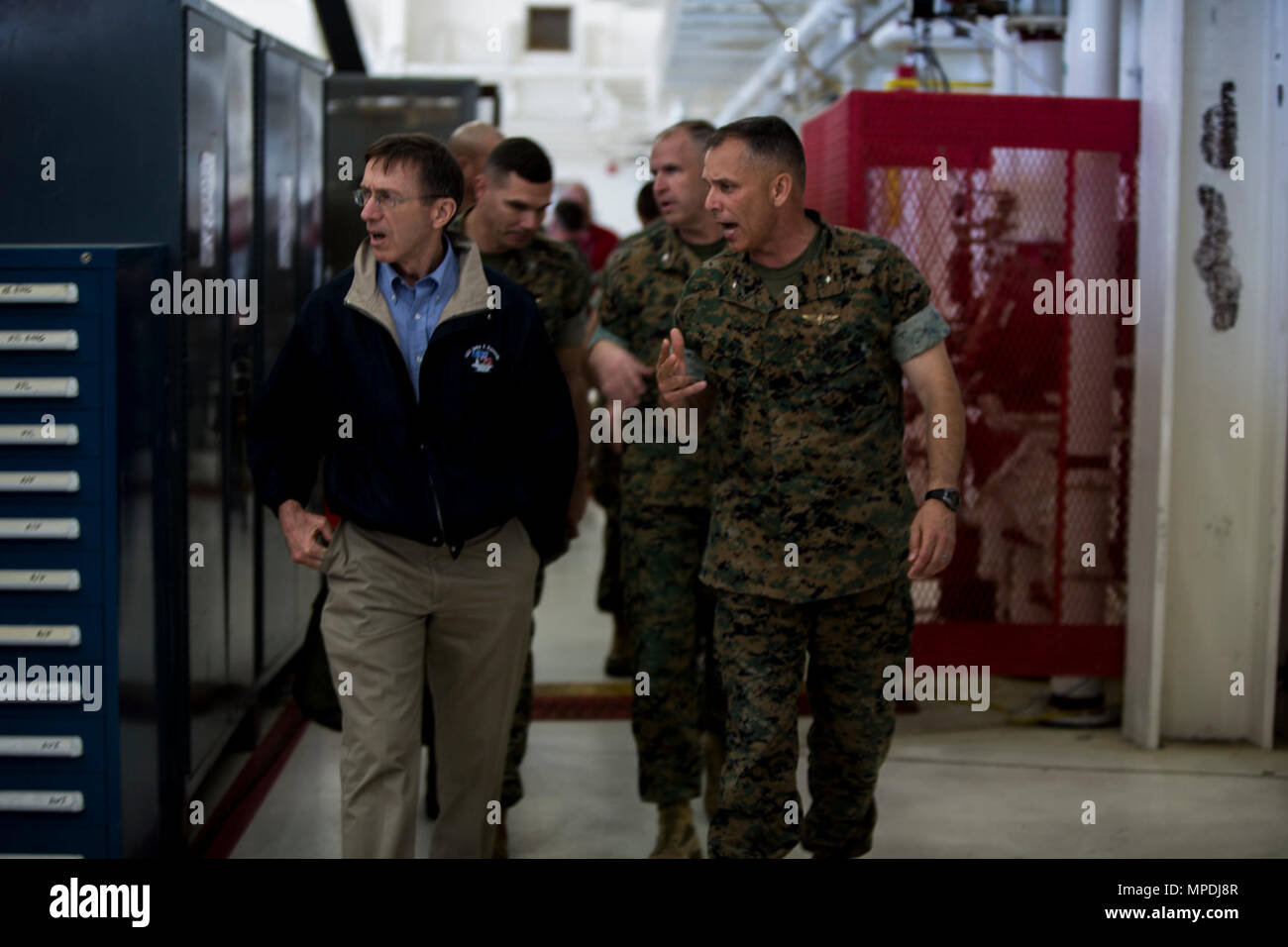 Secretary of the Navy Sean Stackley speaks with Brig. Gen. Matthew ...