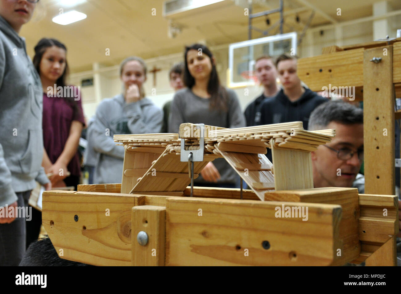 Civil Engineer Amanda Connell (center) and DeSales High School students ...