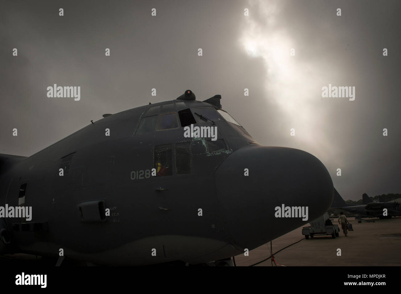 A U.S. Air Force 4th Special Operations Squadron AC-130U Spooky sits ...