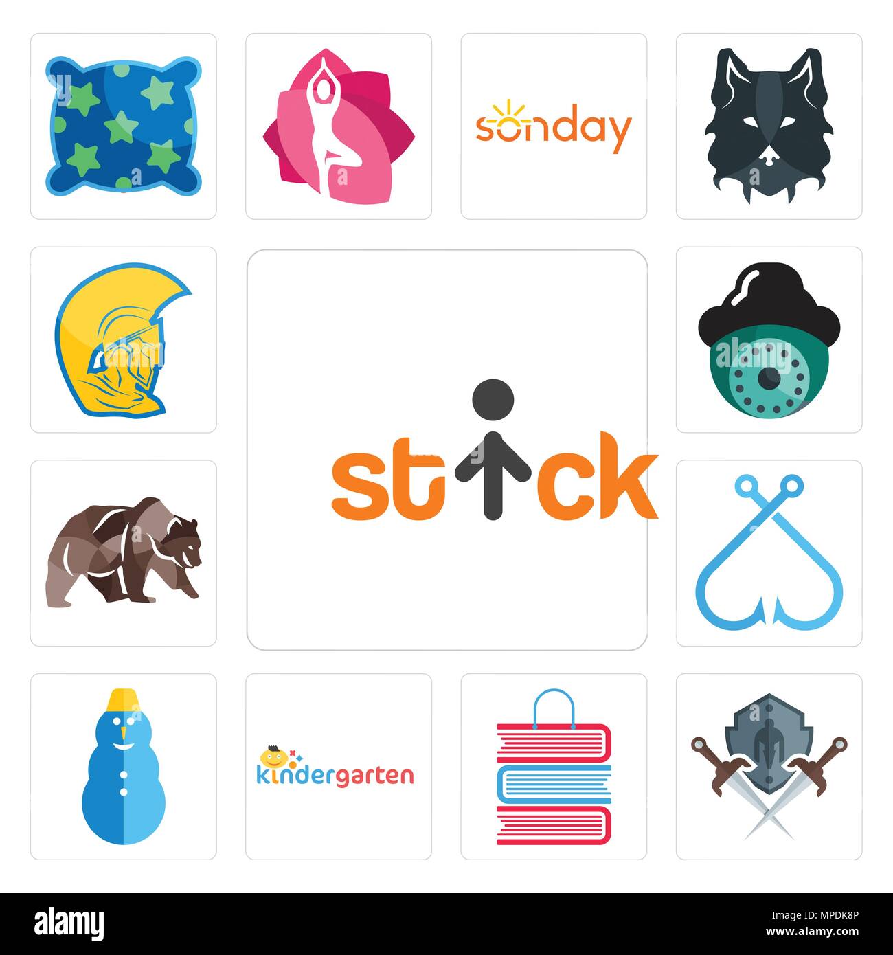 Set Of 13 simple editable icons such as stick figure, shield and sword ...