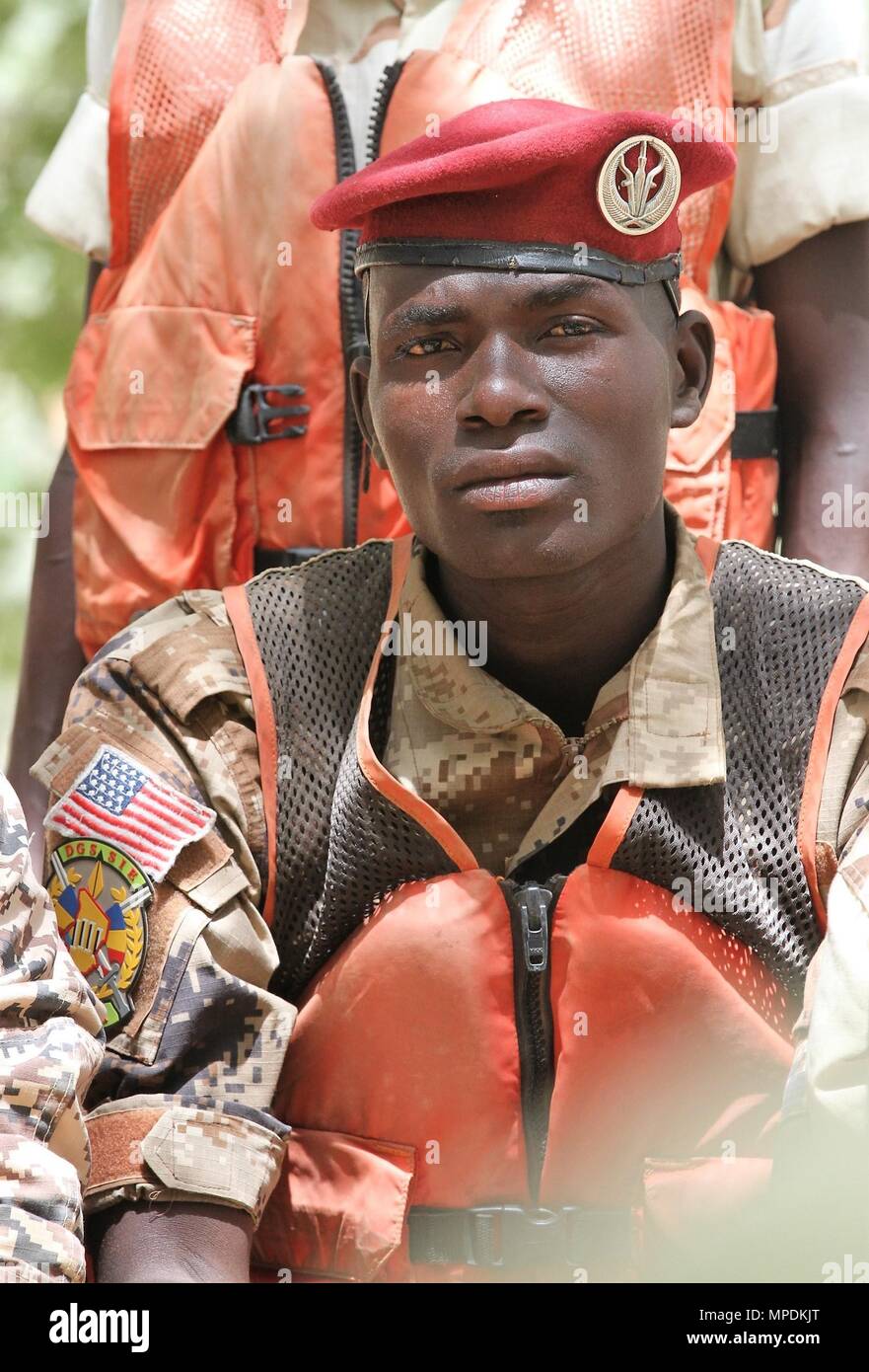 A Chadian Soldier prepares for a beach infiltration during maritime ...
