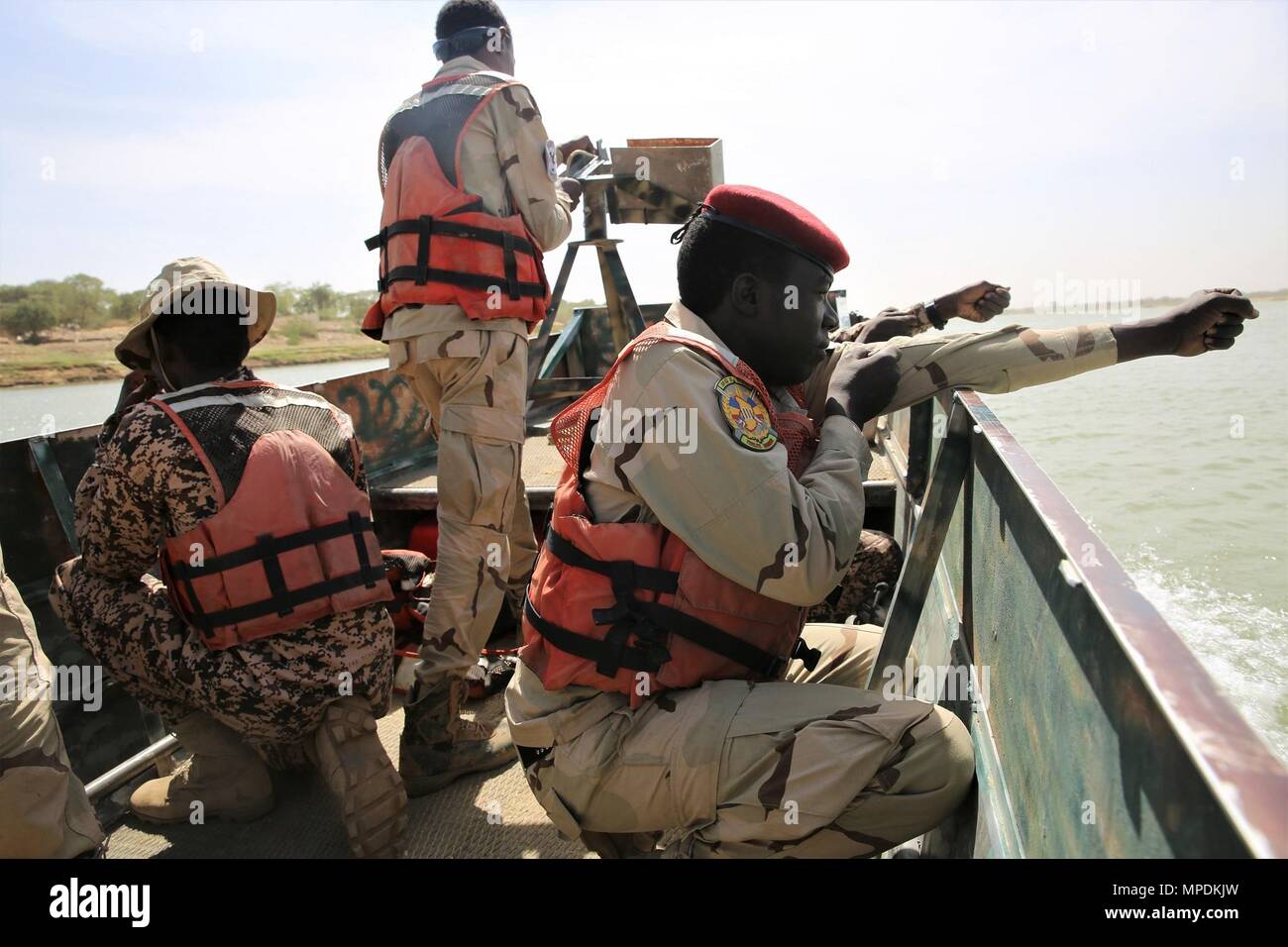 Soldiers from the Chadian Army prepare for a beach infiltration during ...