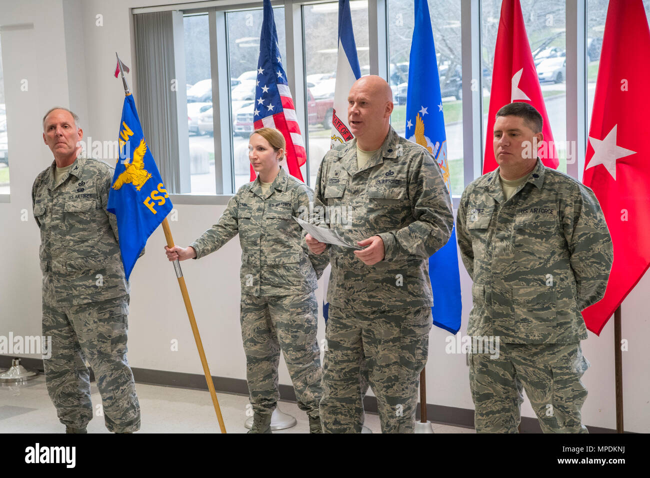 Lt. Col. David Lester addresses the crowd after assuming command of the ...