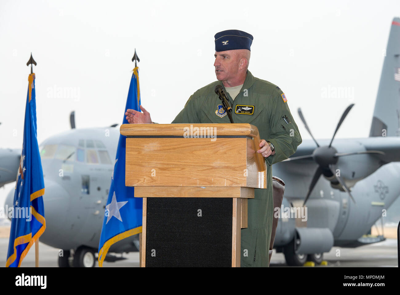 Col. Kenneth Moss, 374th Airlift Wing commander, gives closing remarks ...