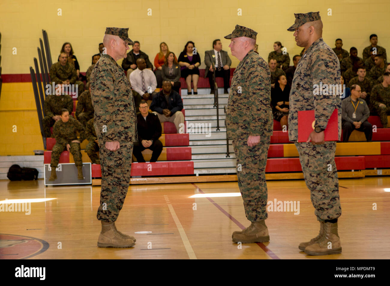 U.S. Marine Corps Sgt. Maj. Robert W. Pullen, left, Col. Andrew M ...