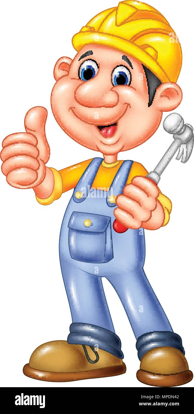 Cartoon Construction worker repairman Stock Vector Image & Art - Alamy
