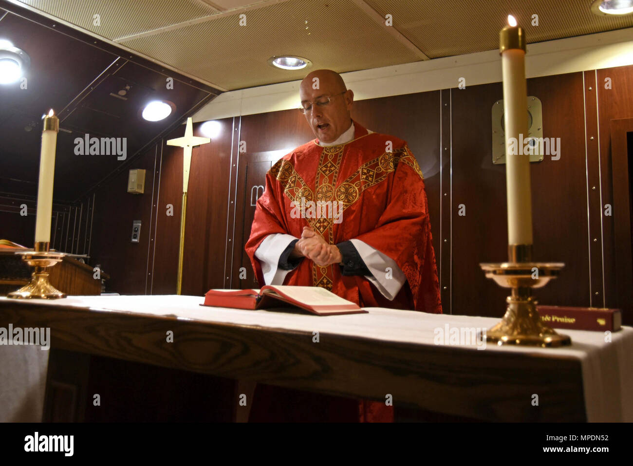 ARABIAN GULF (April 9, 2017) Cmdr. Christopher Fronk, a Navy chaplain ...